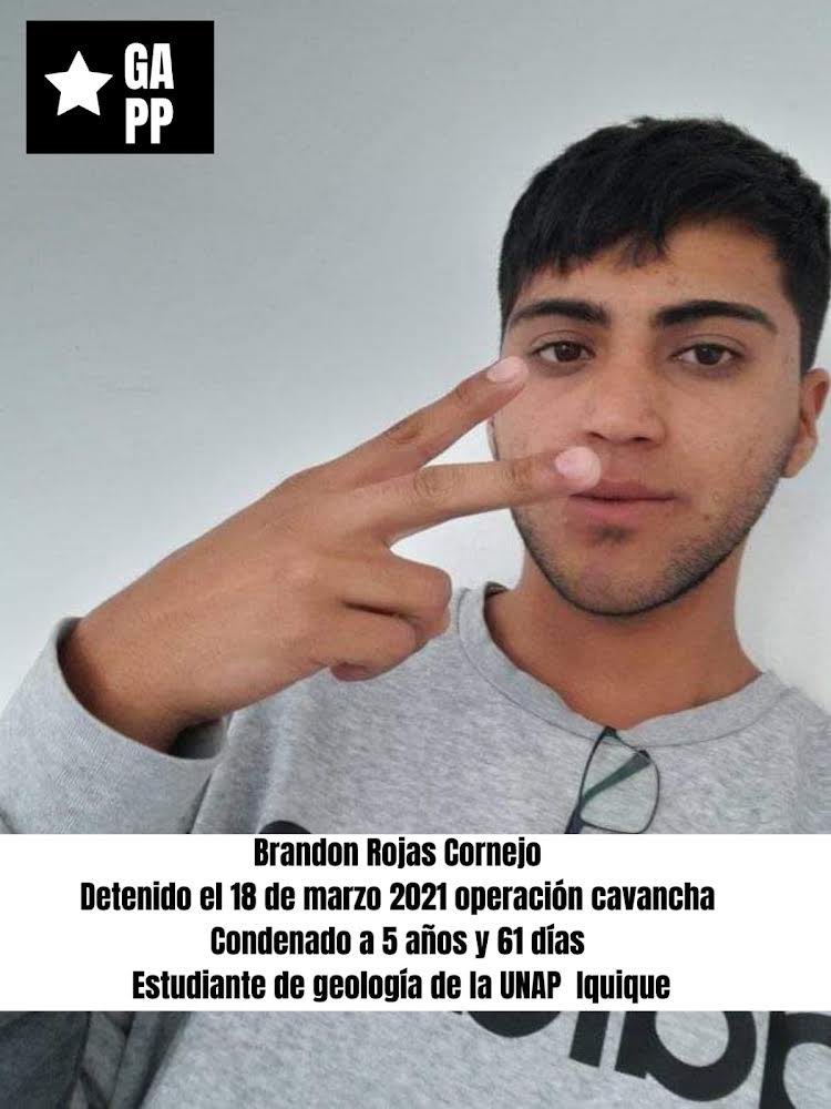 Brandon Rojas, preso político de la revuelta por Operación Cavancha ...